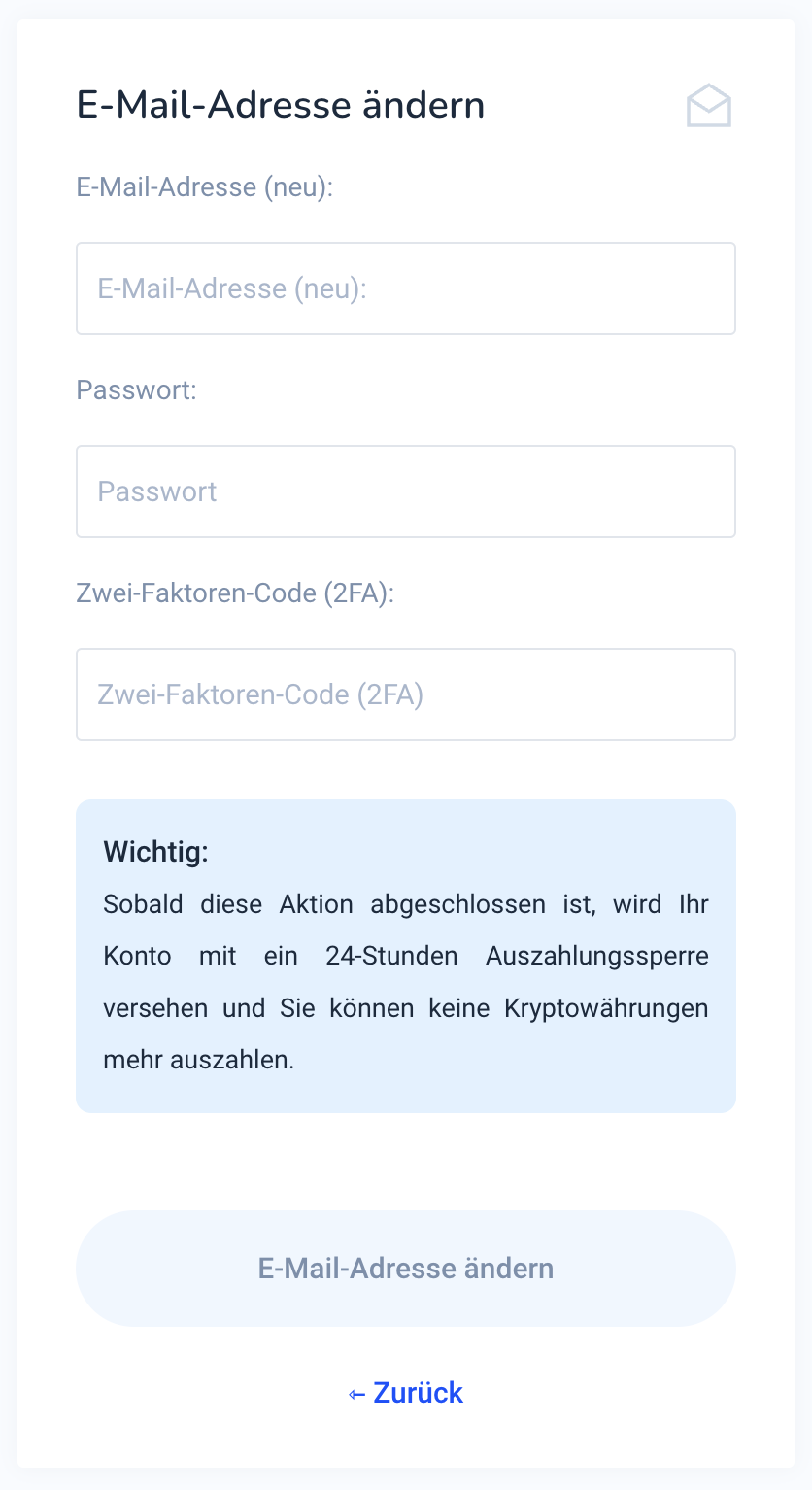 Wie kann ich meine E-Mail-Adresse ändern? – Bitvavo Hilfezentrum