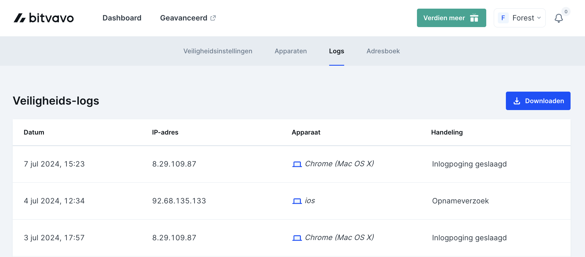 Hoe kan ik mijn accountactiviteit controleren? – Bitvavo Helpcentrum